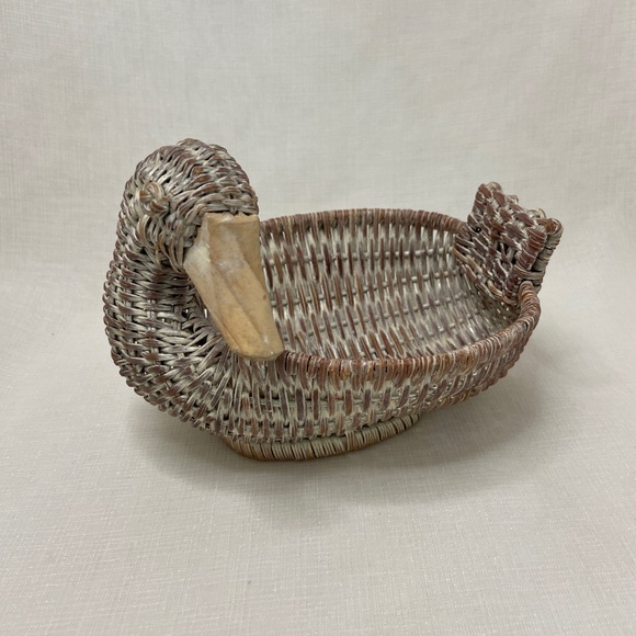 Accents | Vintage Wicker Duck Basket With Carved Wooden Beak Rustic ...